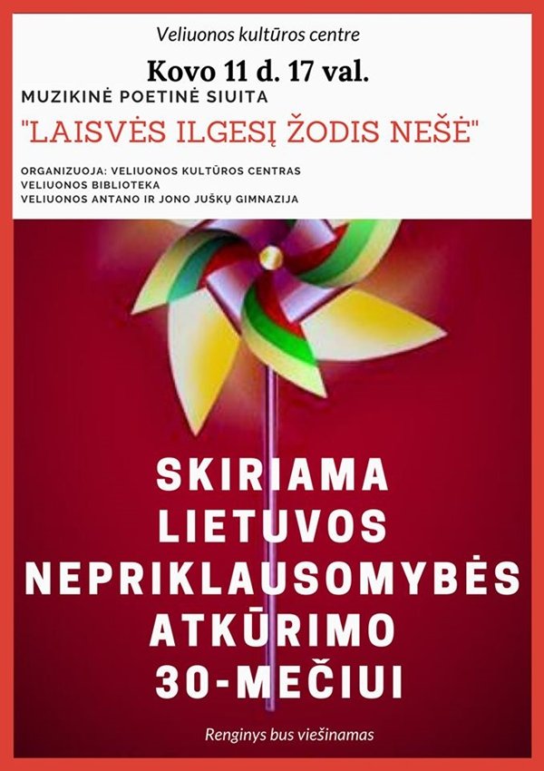 Kovo 11-osios renginiai Veliuonoje (programa) - Jurbarko „Šviesa”